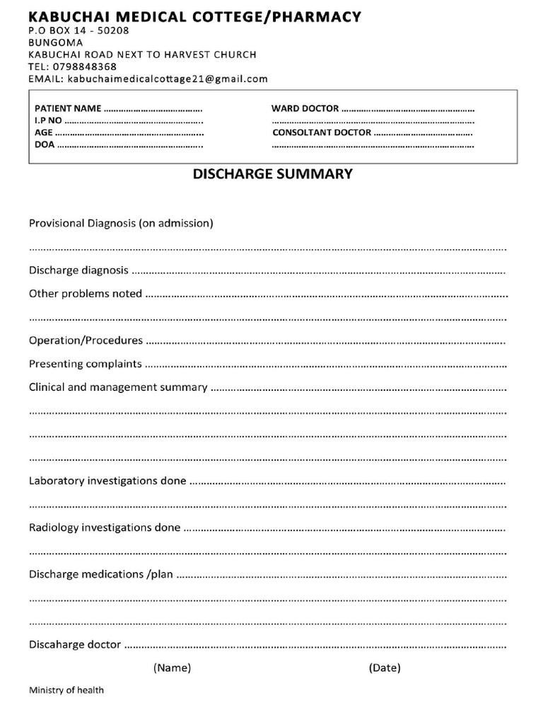 KABUCHAI MEDICAL DISCHARGE | PDF