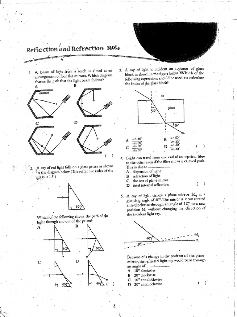 Reflection, Refraction, Mirror and Lenses (1) | PDF