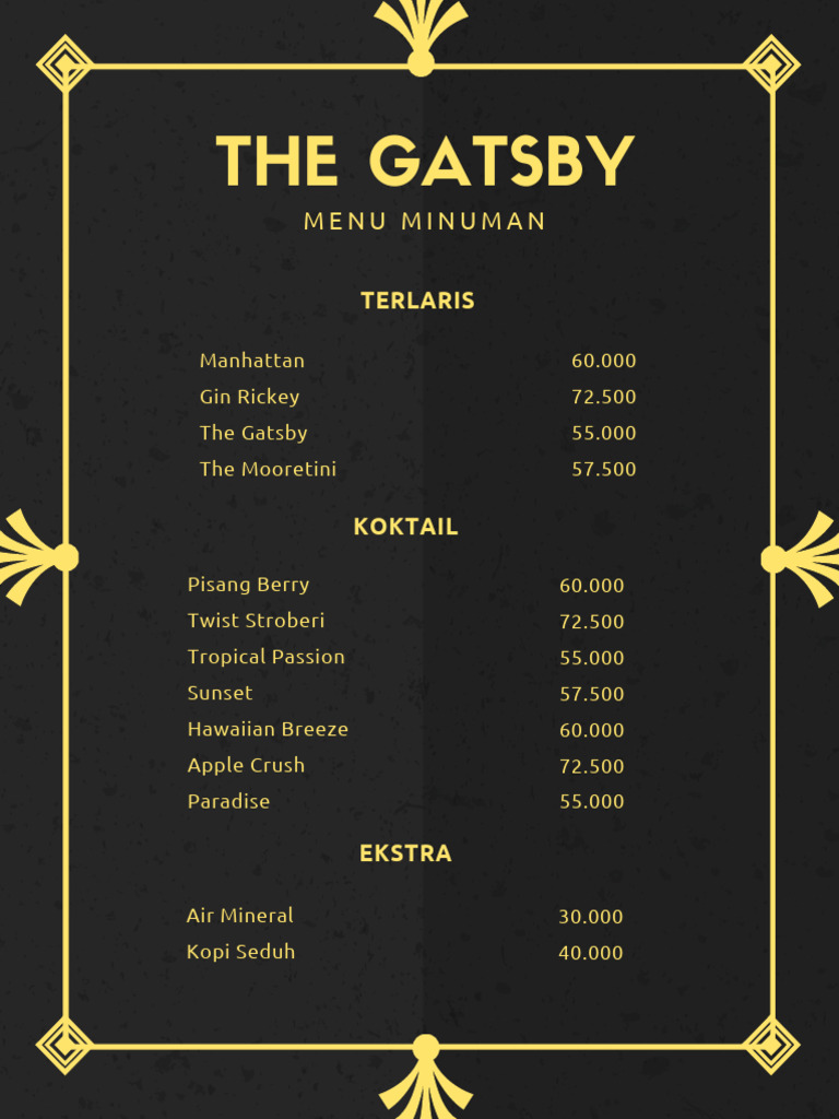 Hitam Dan Emas Gatsby Hotel Minuman Menu - 20250427 - 163339 - 0000 | PDF