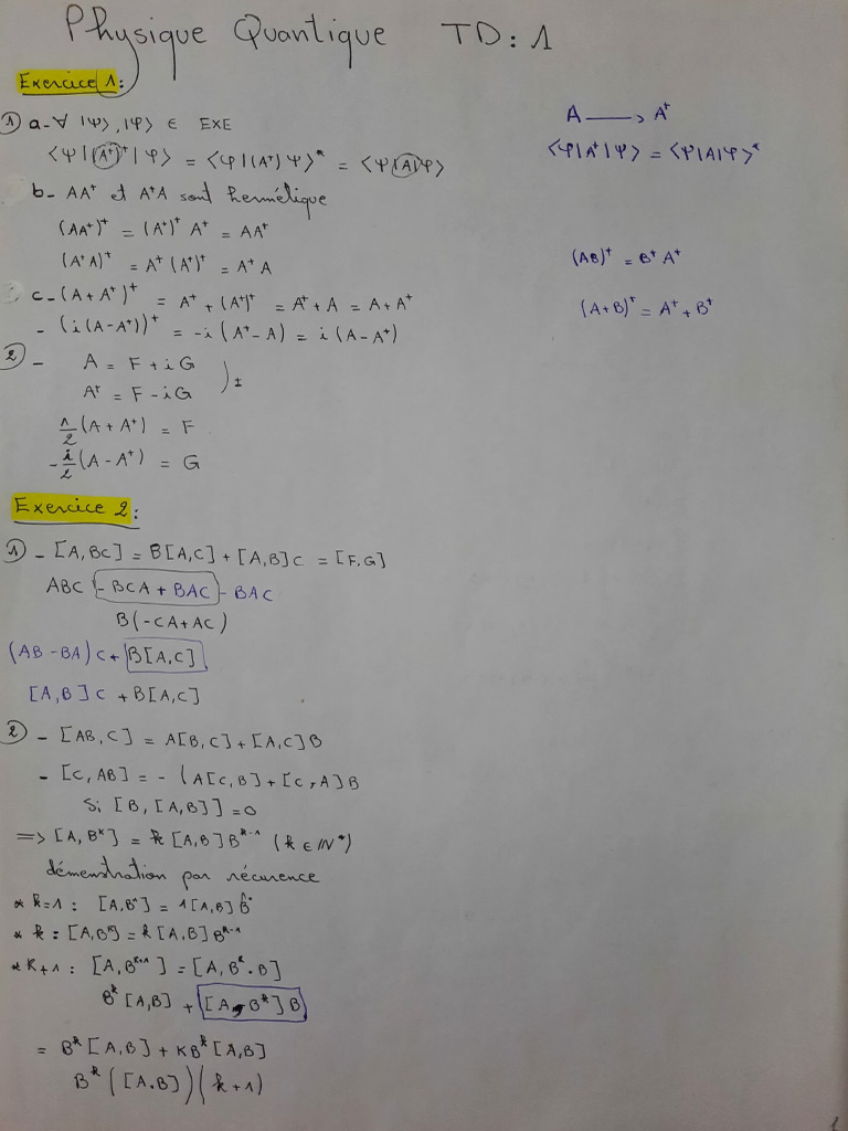 Correction TD Mécanique Quantique | PDF