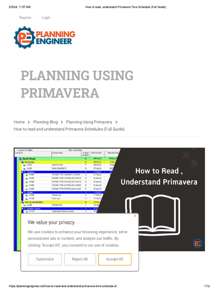 How To Read, Understand Primavera Time Schedule (Full Guide) | PDF