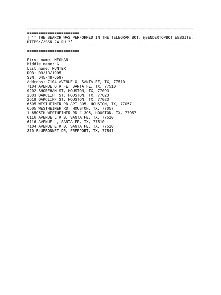 Meghan Hunter's Address Details | PDF