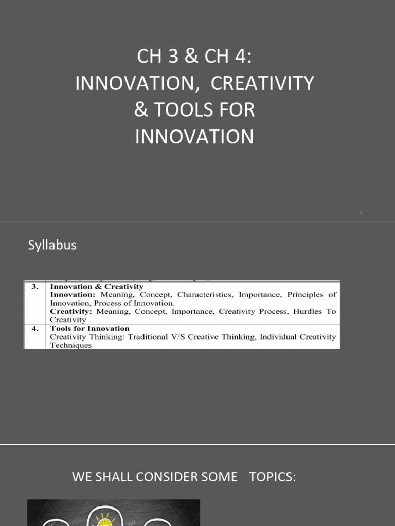 Innovation and Creativity Tools Guide | PDF | Innovation | Brainstorming