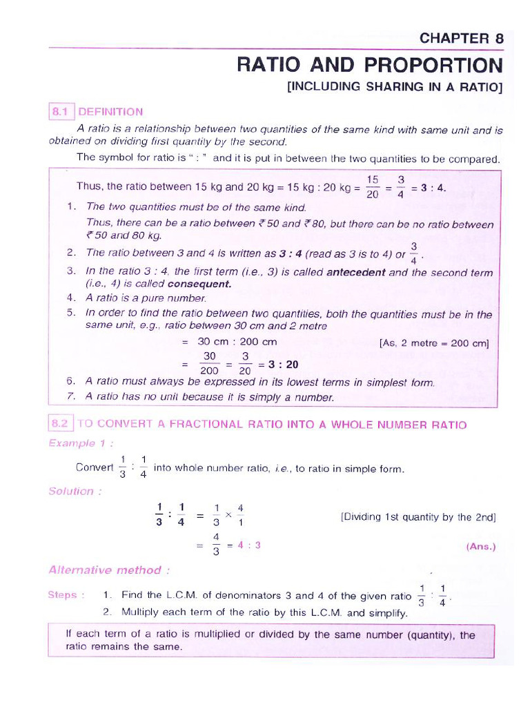 Ratio and Proportion-Grade 8 | PDF