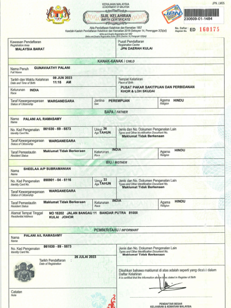 Birth Cert | PDF