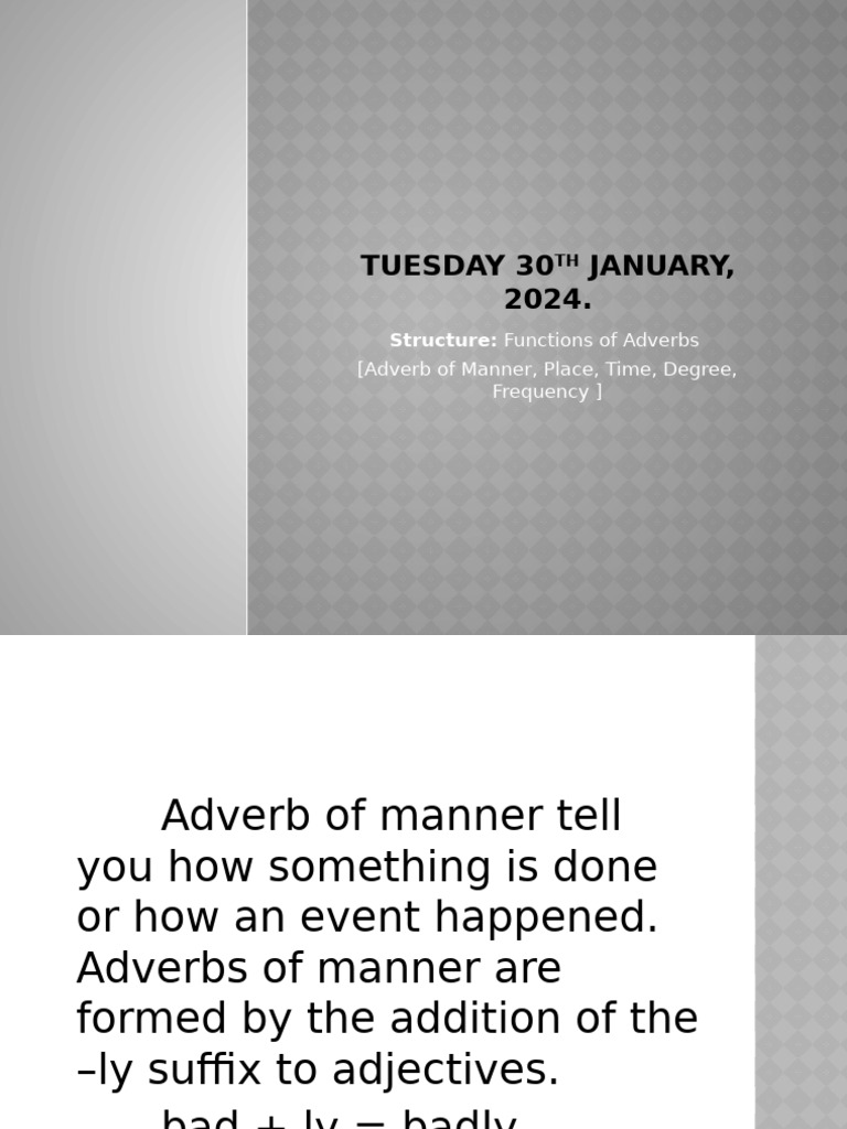 Understanding Adverbs of Manner | PDF