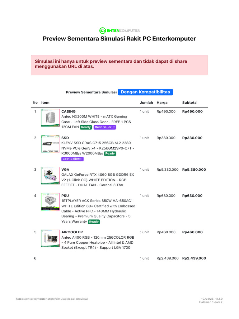 Local Preview (Sementara) Simulasi Enterkomputer Jual Beli Online Komputer, Raki | PDF ...