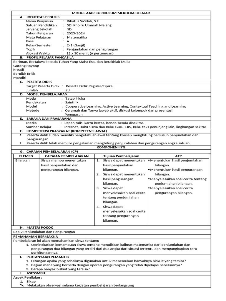 Ma MTK Kelas 2 | PDF