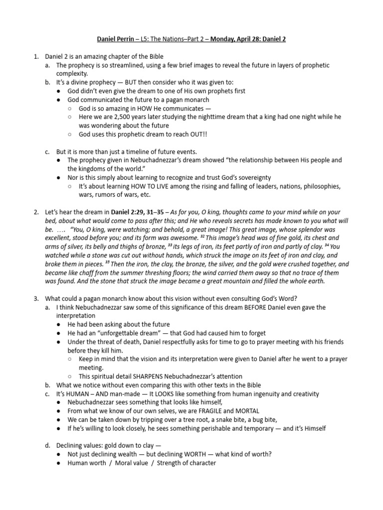 Daniel Perrin 2025 Q2 L5 Daniel 2 | PDF | Book Of Daniel | Religious ...