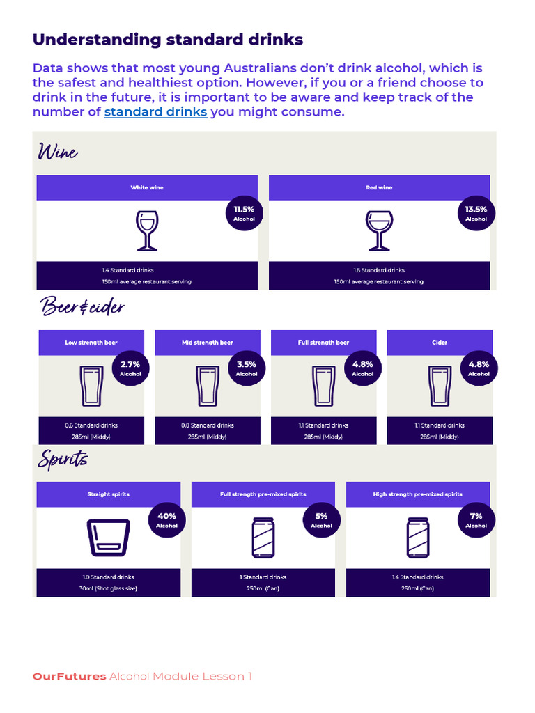 Understanding Standard Drinks Worksheet - Answers | PDF | Alcoholic ...