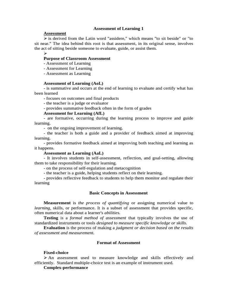 Understanding Classroom Assessment Types | PDF | Educational Assessment ...