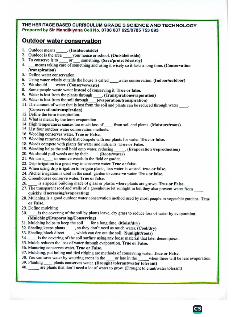 G5 Outdoor Water Conservation | PDF