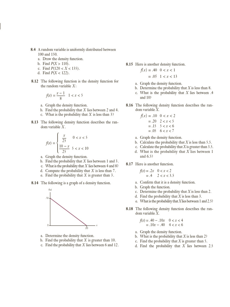 6 chapter 8 continuous rv | PDF | Probability Density Function | Mathematical Analysis