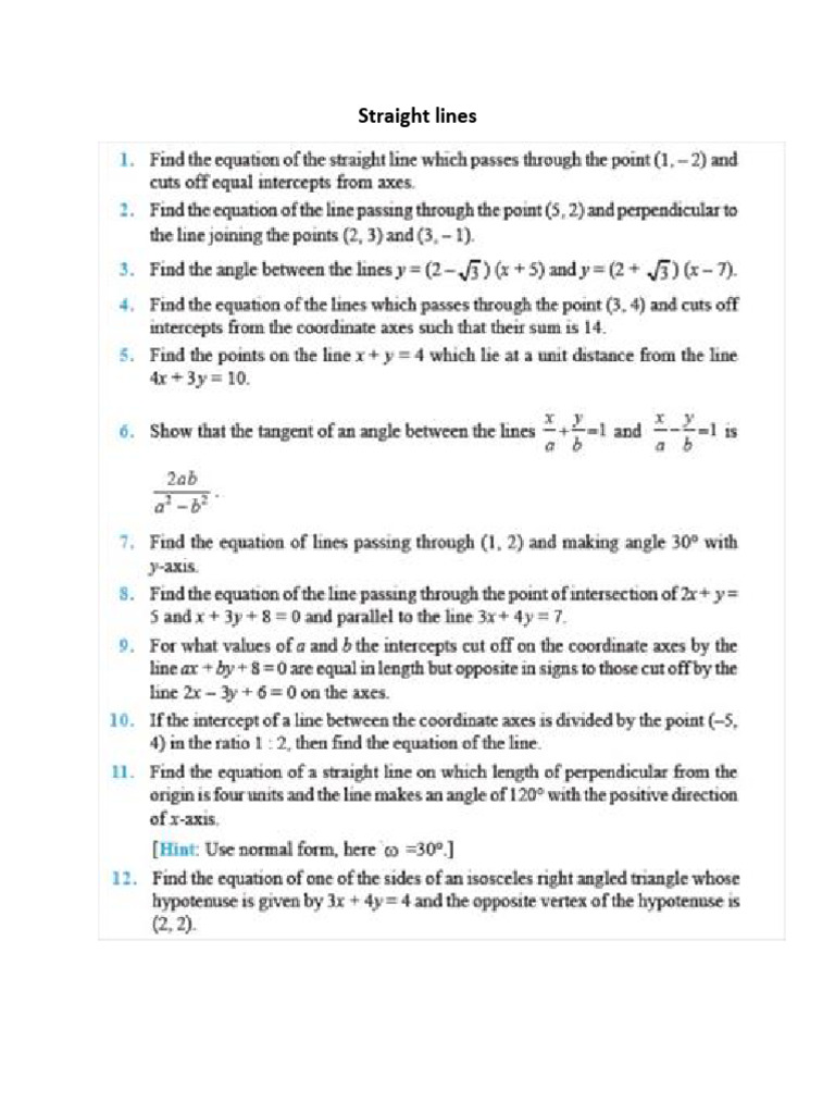 Straight Lines | PDF