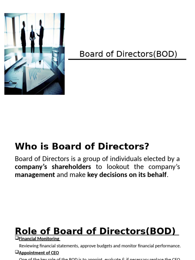 Understanding the Board of Directors (BOD) | PDF