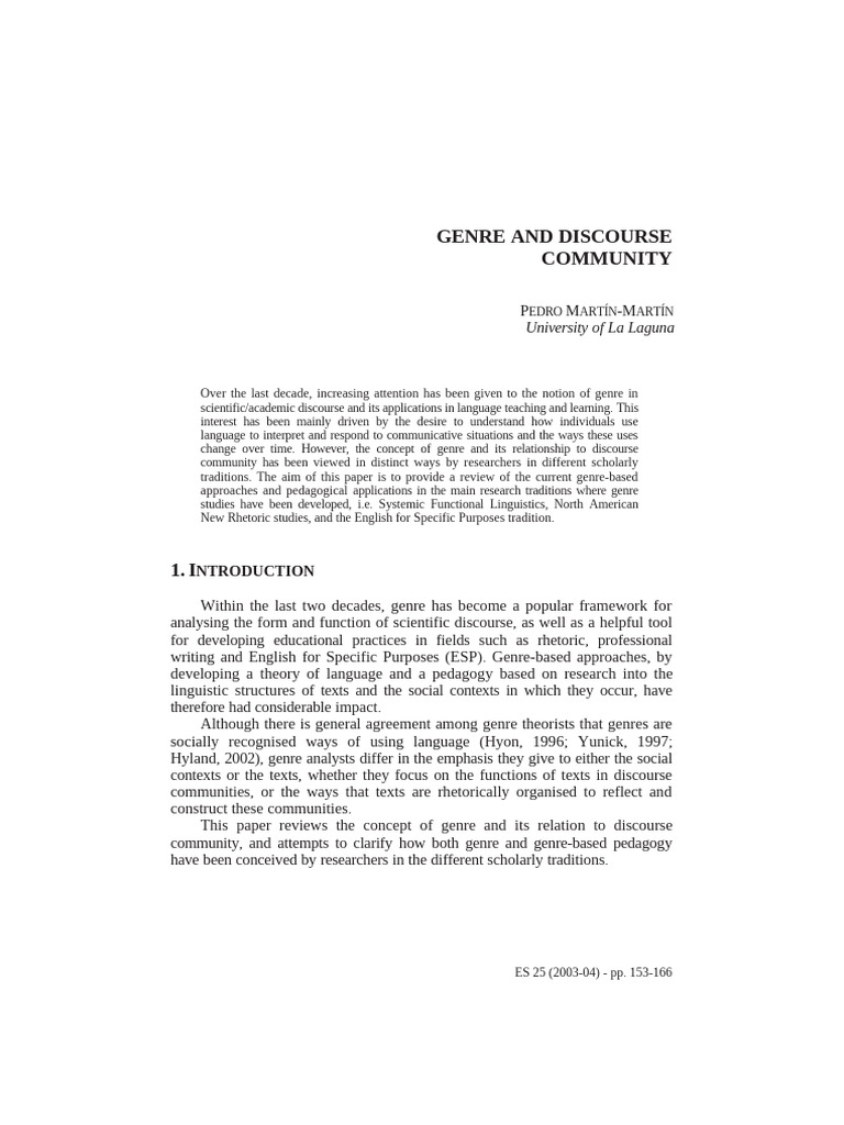Genre and Discourse Community Assignment Mau 4 | PDF | Genre | Linguistics