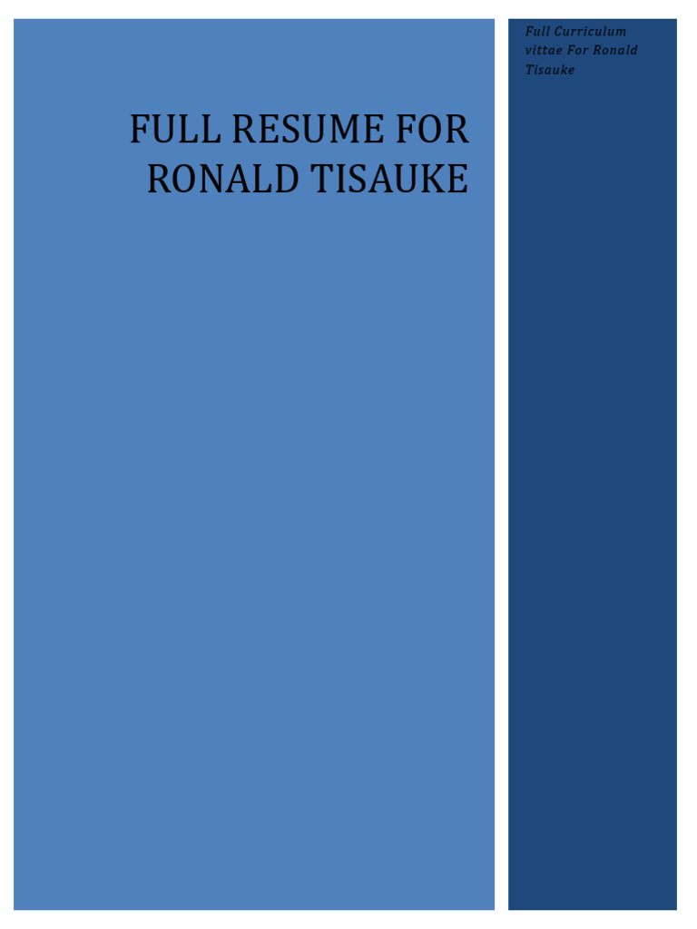 Ronald Tisauke's Comprehensive Resume | PDF