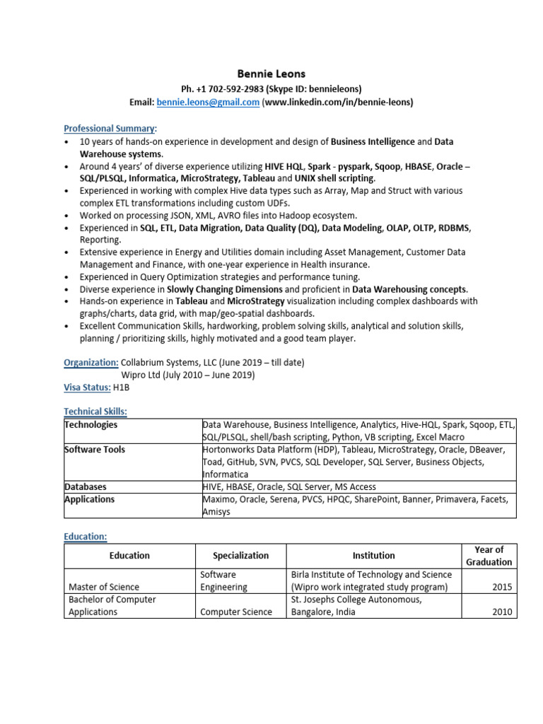 Dice Resume CV Bennie Leons | PDF | Share Point | Information Technology