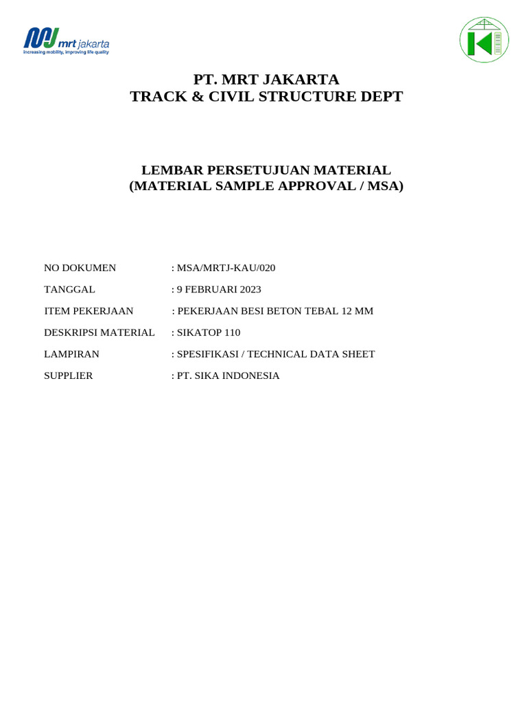 Kau Msa 020 Sikatop 110 | PDF