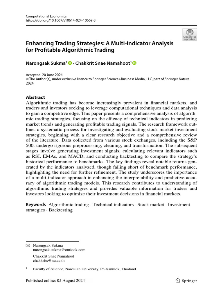 Multi-Indicator Analysis for Trading Success | PDF | Machine Learning ...