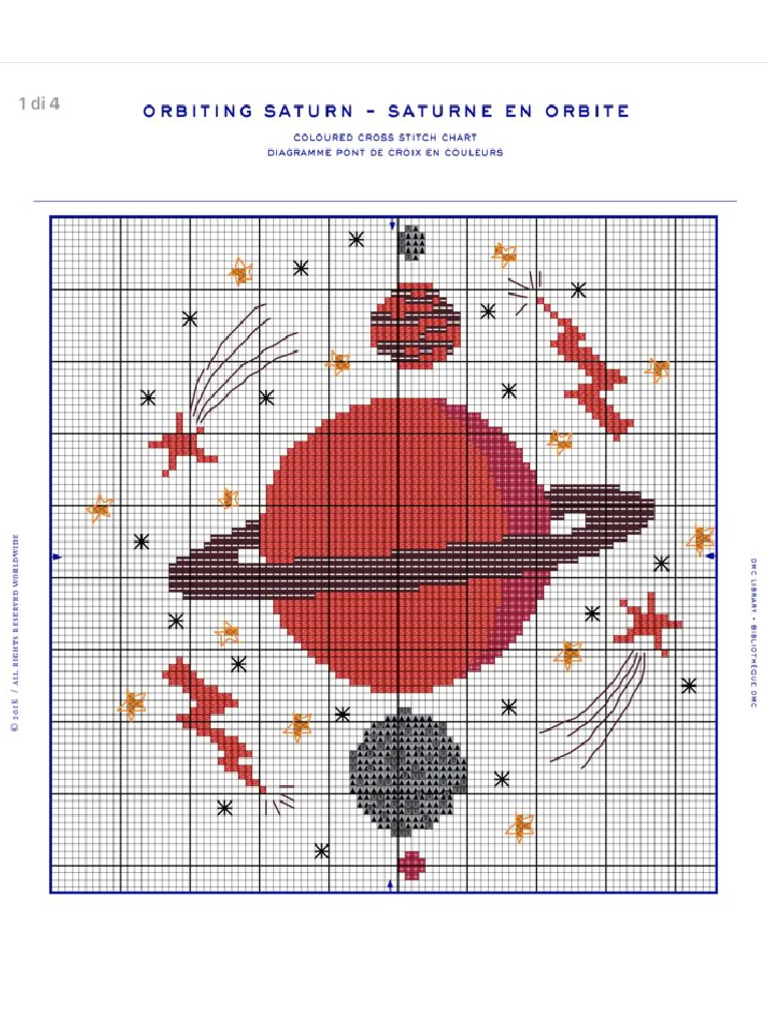 Orbiting Saturn Cross Stitch Pattern | PDF