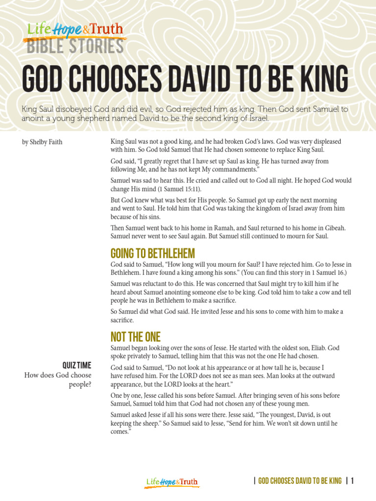 God Chooses David as King | PDF | David | Saul