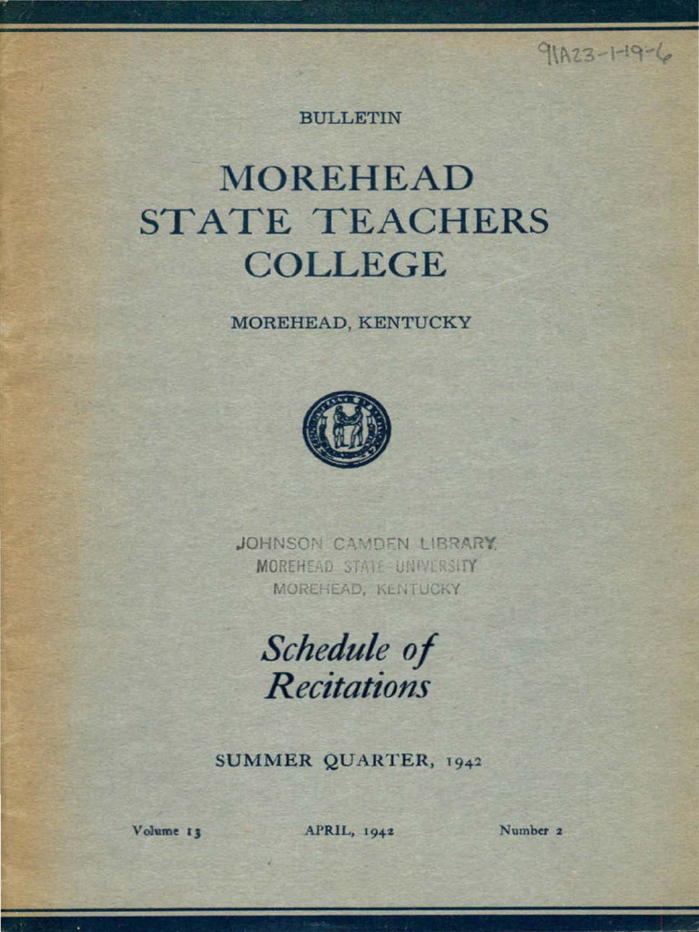 Morehead ST Ate Teachers College: Schedule Recitations | PDF | Academic Term