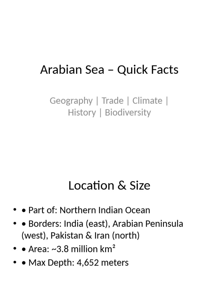 Arabian Sea Quick Facts | PDF