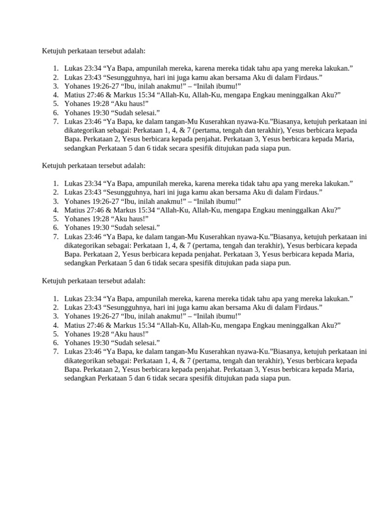 Tujuh Perkataan Yesus di Salib | PDF