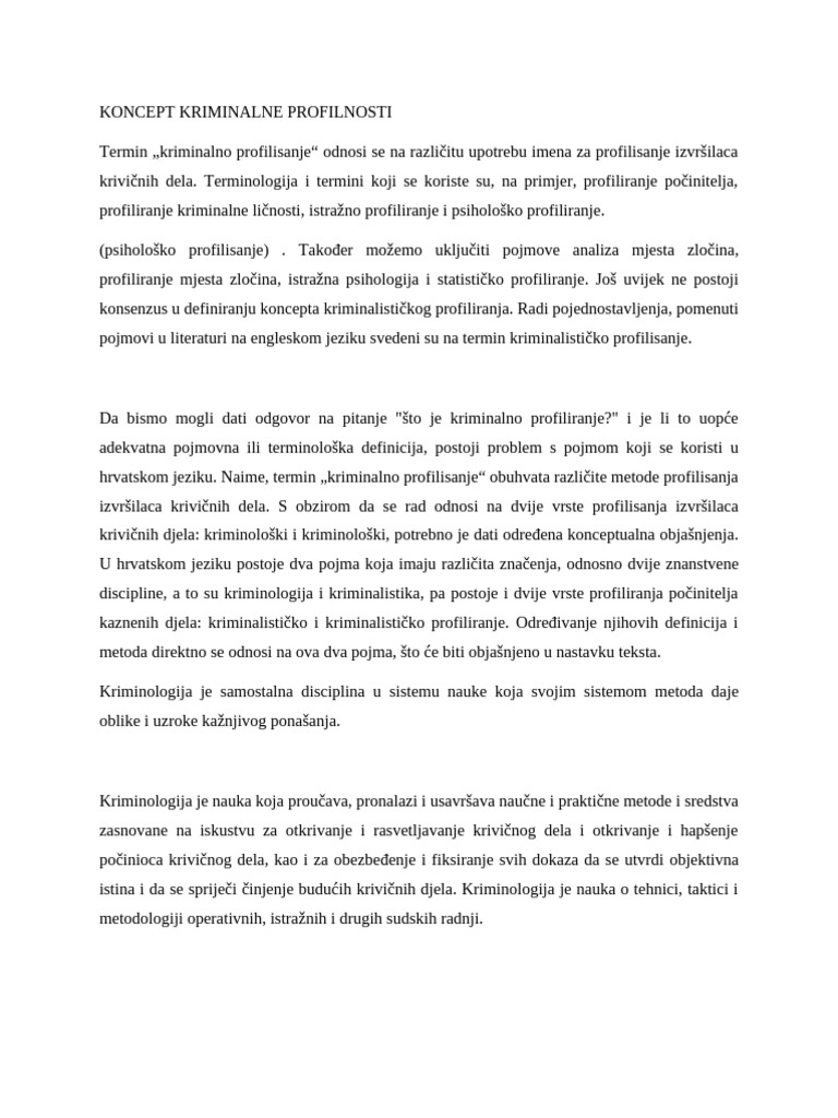Koncept Kriminalne Profilnosti | PDF