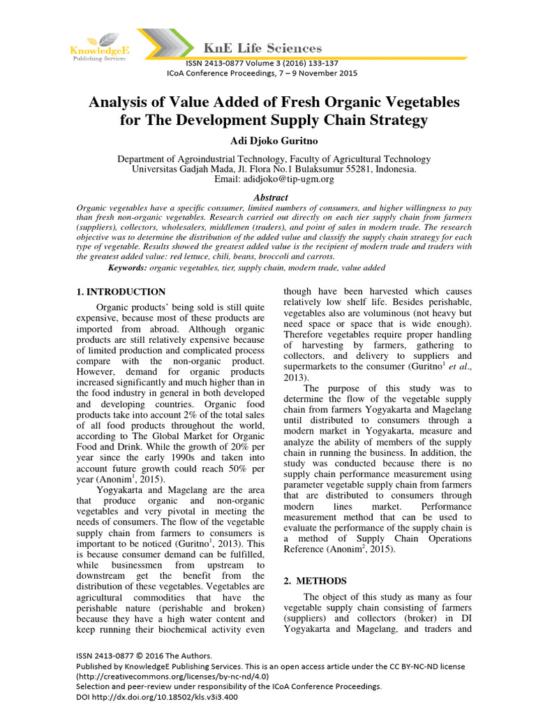 Analysis of Value Added of Fresh Organic | PDF | Supply Chain | Business