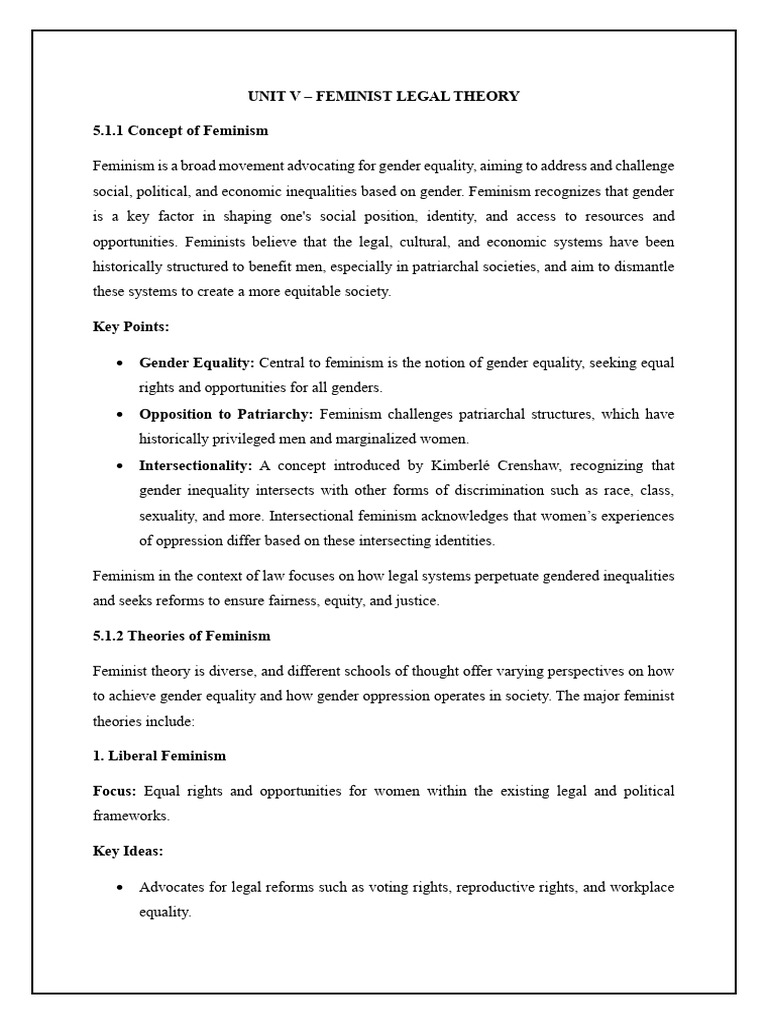 Overview of Feminist Legal Theory | PDF | Gender Studies | Feminism