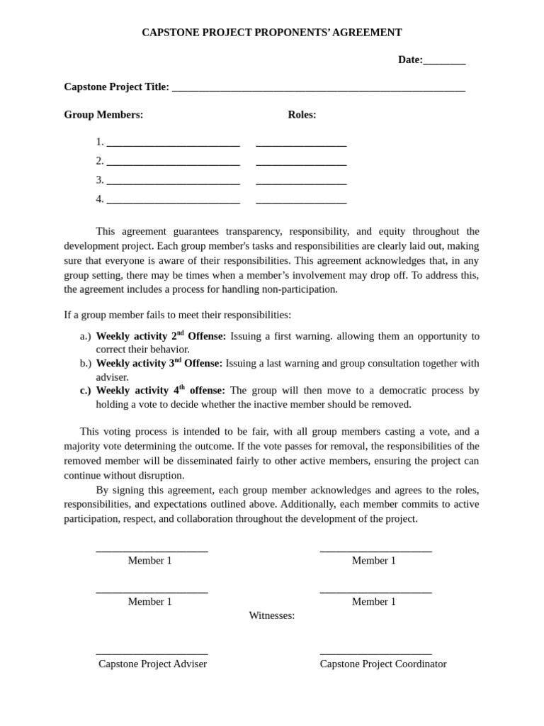 Capstone Project Group Formation Agreement | PDF