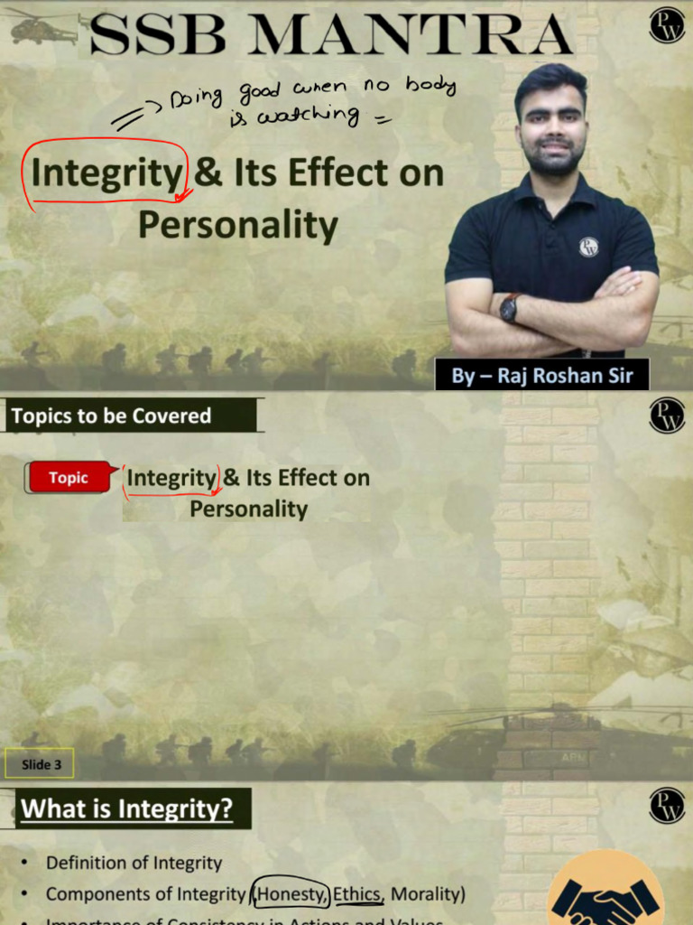 111 Integrity and Its Effect On Personality Class Notes Note | PDF