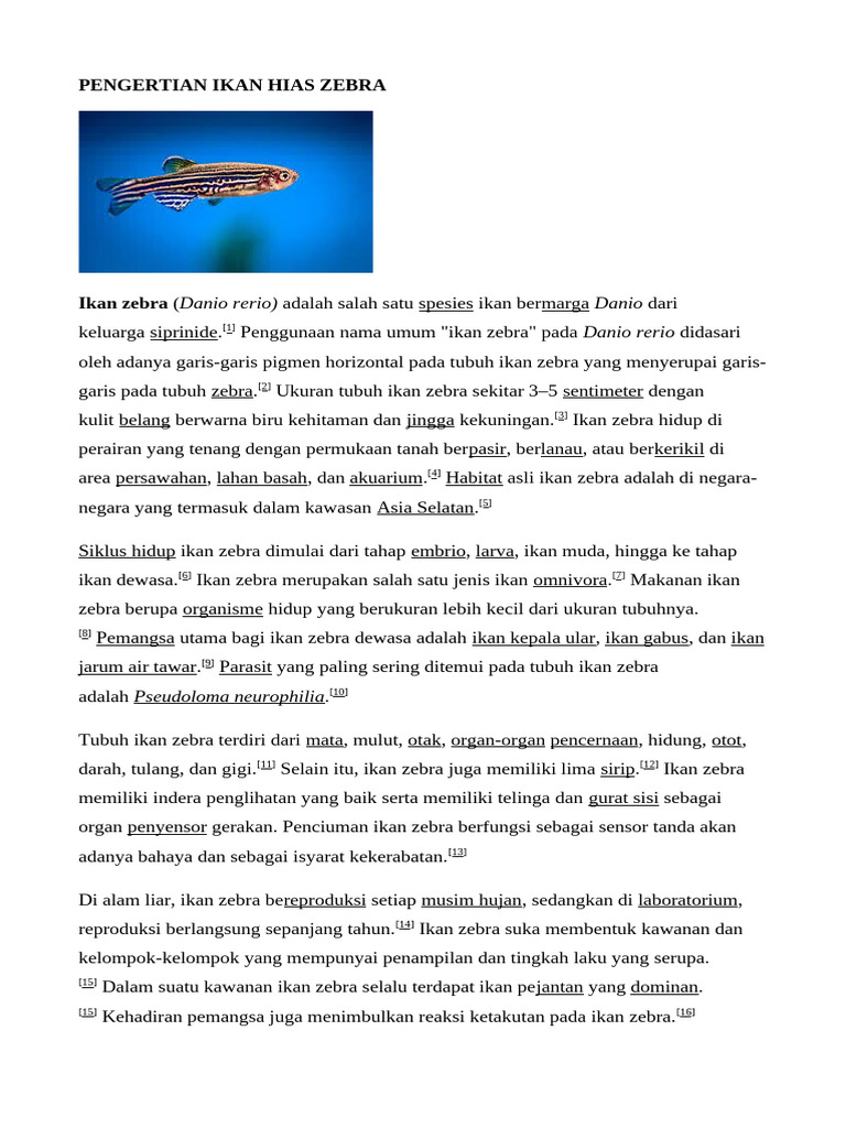Pengertian dan Habitat Ikan Zebra | PDF
