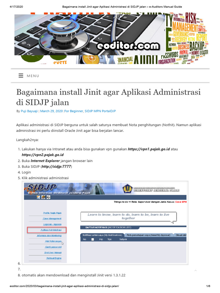 Bagaimana Install Jinit Agar Aplikasi Administrasi Di SIDJP Jalan - E ...