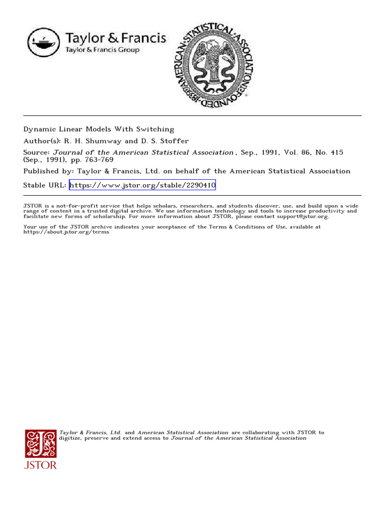 Dynamic Linear Models with Switching | PDF | Econometrics | Probability ...