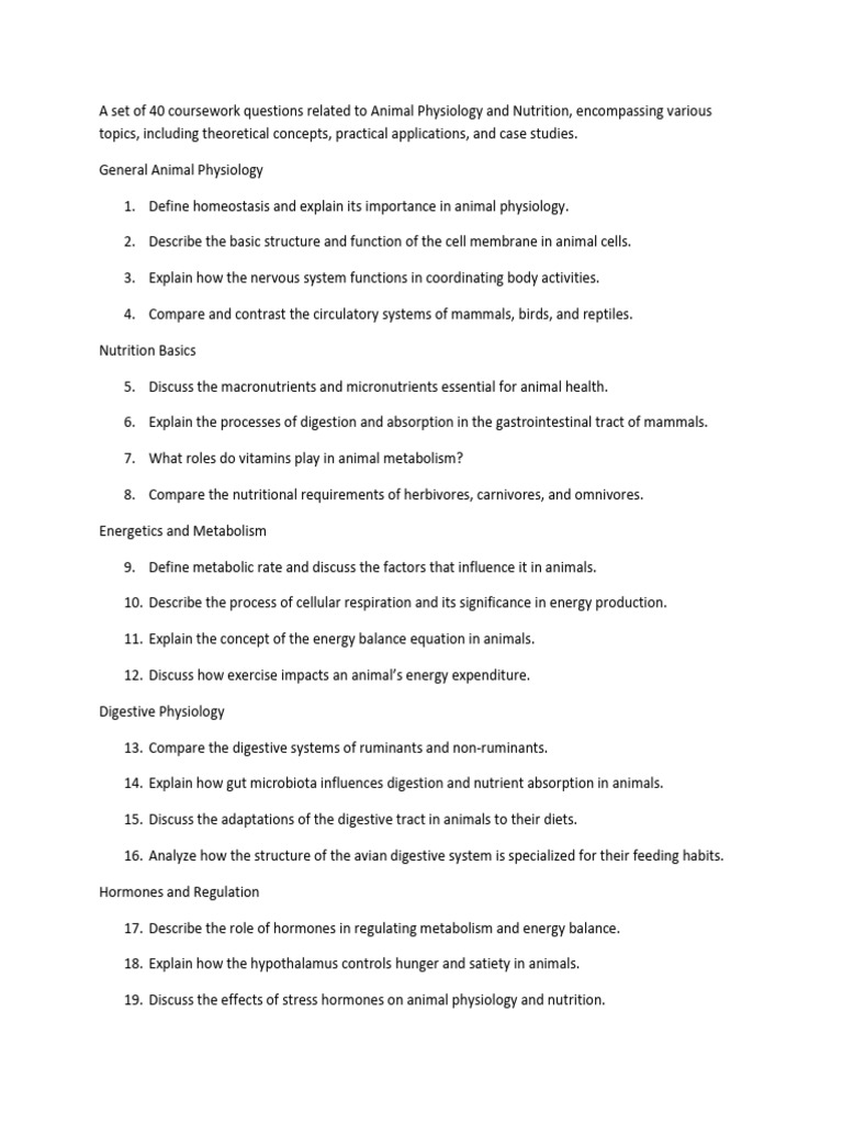 GQ Animal Physiology & Nutrition | PDF | Nutrition | Diet & Nutrition