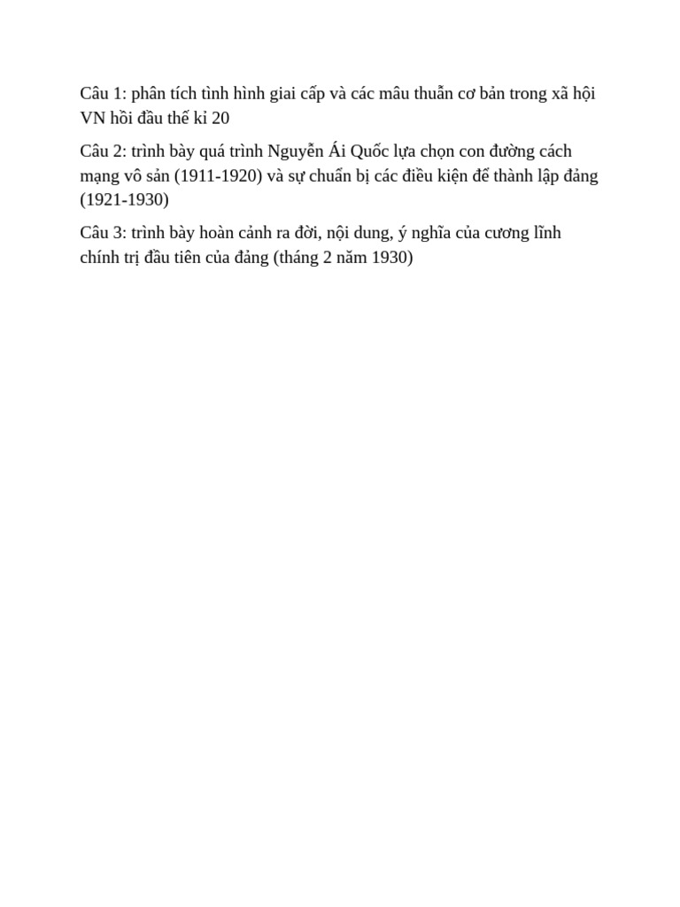 câu hỏi LSDCSVN | PDF