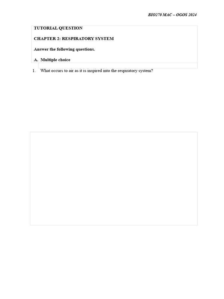 Question - Tutorial 2 - Respiratory System | PDF | Respiratory System ...