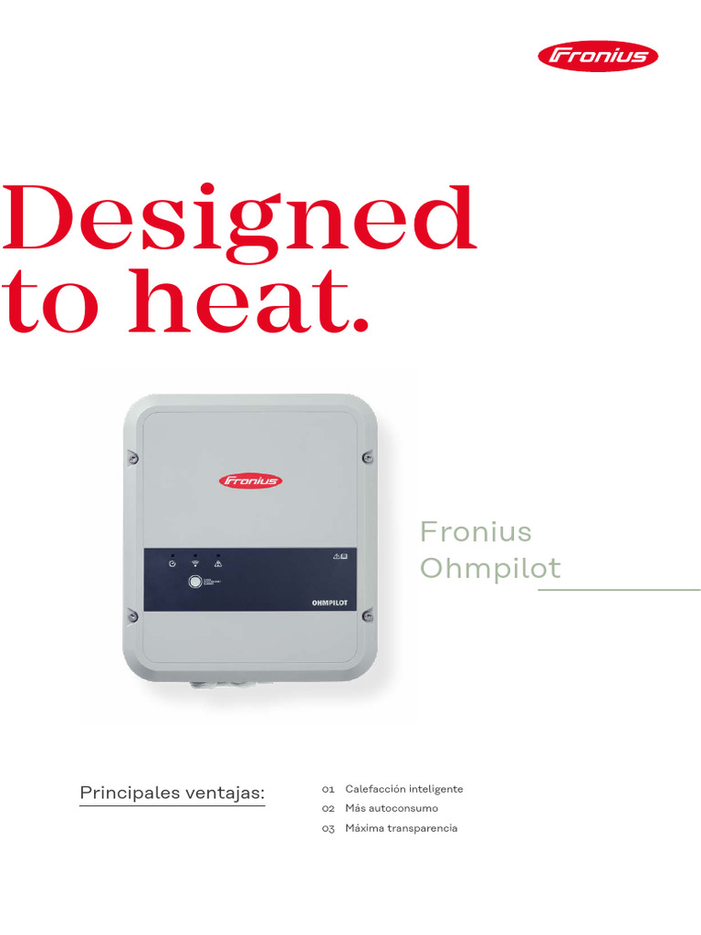 Fronius Ohmpilot: Calefacción Eficiente | PDF | Energía solar ...