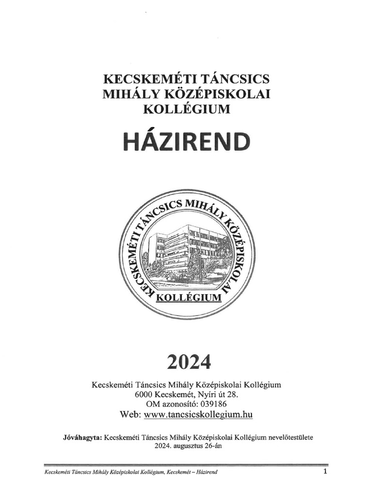 Házirend 2024 Tancsics | PDF