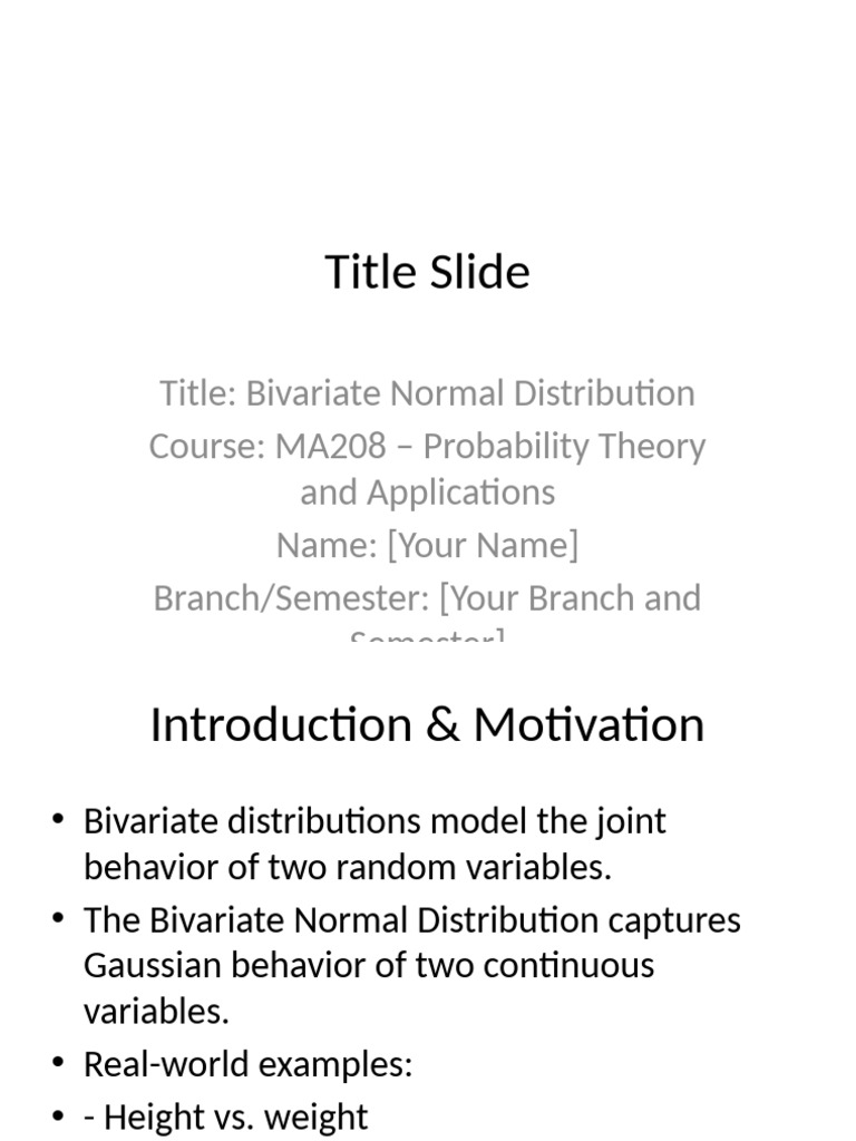 Bivariate Normal Distribution Presentation | PDF | Normal Distribution ...