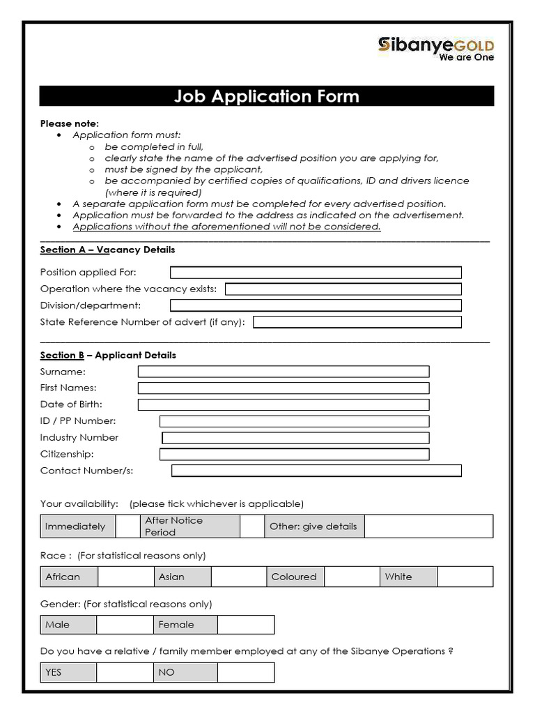 S Iban Yes Till Water Job Applicationform | PDF