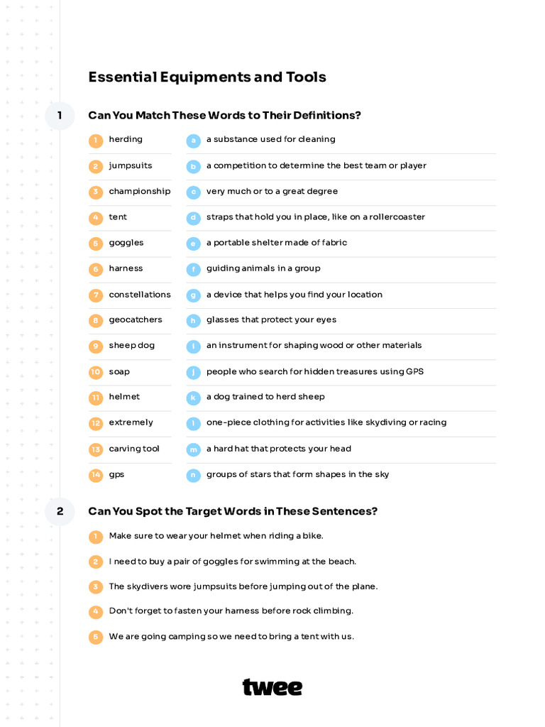 Essential Equipments and Tools | PDF | Herding Dogs