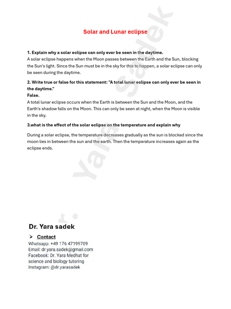 Solar and Lunar Eclipse | PDF