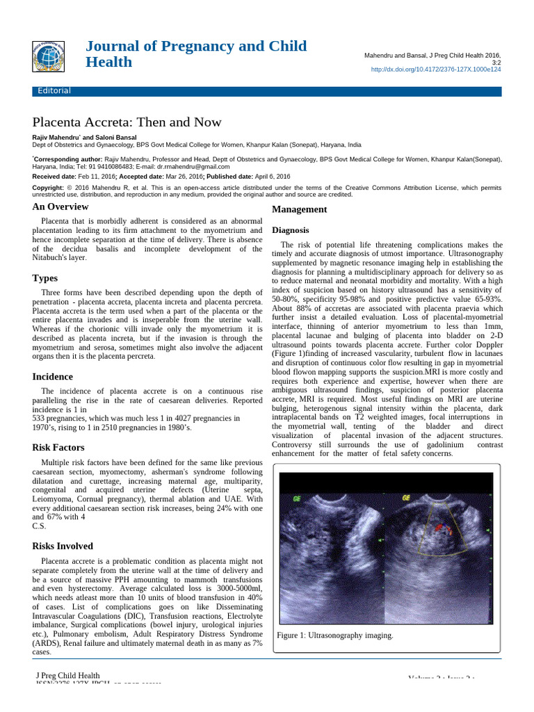 Placenta Accreta Then and Now 2376 127X 1000e124 | PDF | Clinical ...
