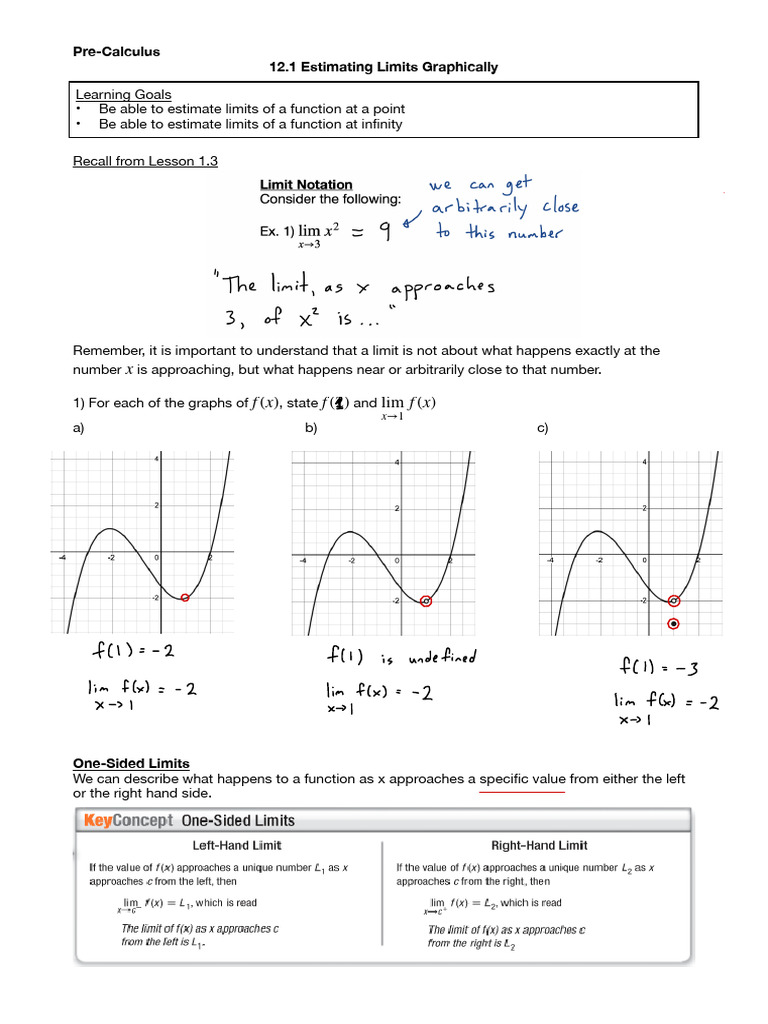 X F X F F X: Pre-Calculus 12.1 Estimating Limits Graphically | PDF | Real Analysis | Mathematics