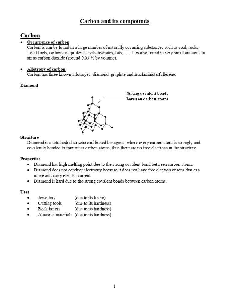 2425 Chemistry Topic 4-Carbon | PDF | Carbon | Chemical Bond