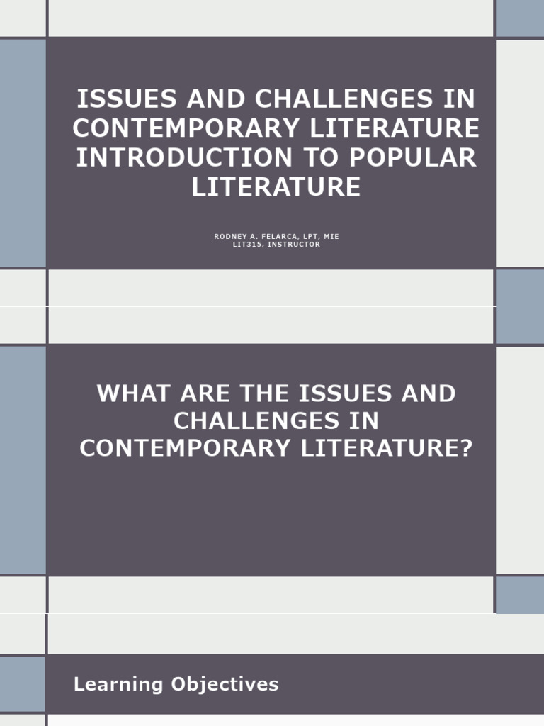 Challenges in Contemporary Literature | PDF | Human Communication ...